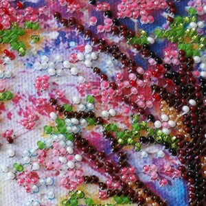 DIY Bead Embroidery Kit on Art Canvas bridge Into the Spring, Craft Kit, Beading Pattern, Home ...