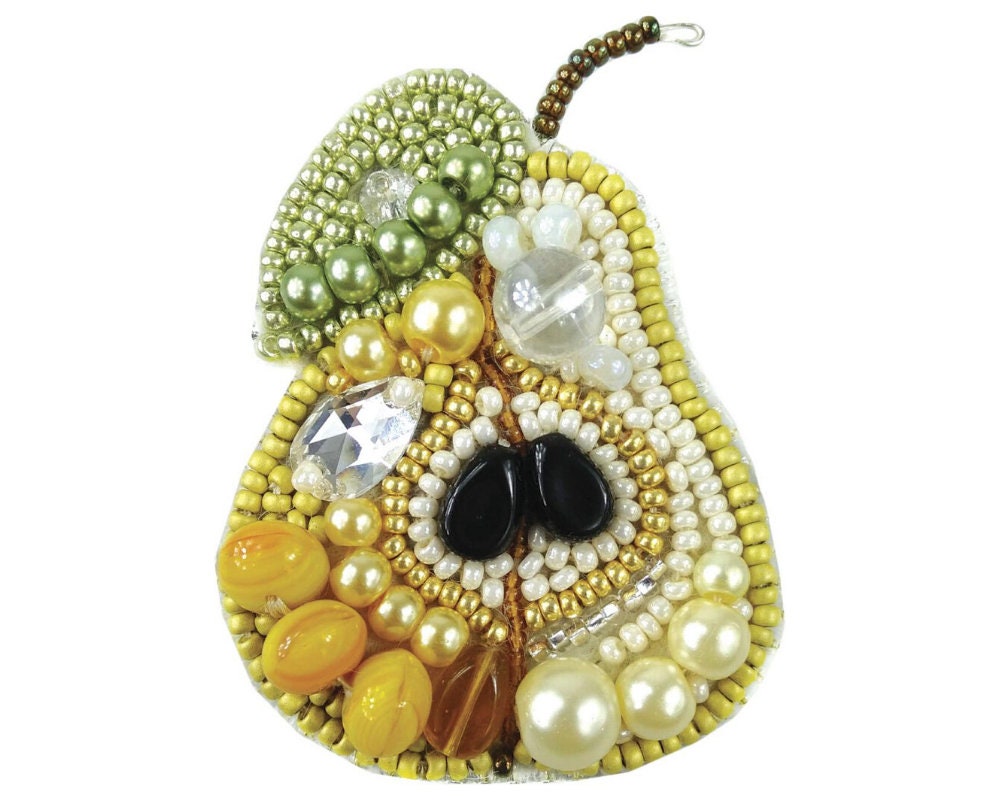 Beadwork Kit for Creating Brooch pear DIY Jewelry - Etsy