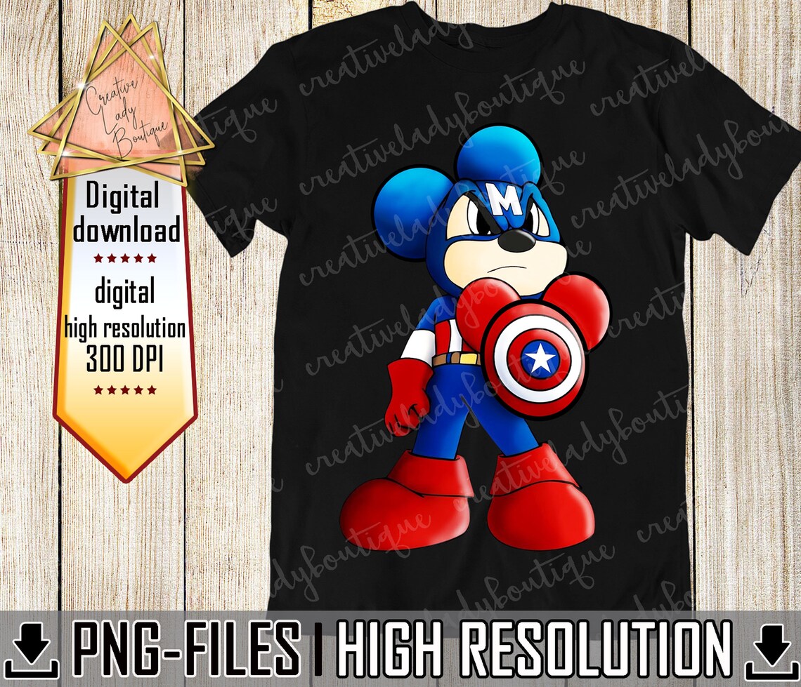 Mickey Mouse Captain America PNG Files Captain America PNG - Etsy