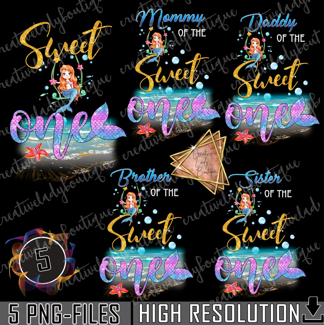 Mermaid Birthday Family Bundle PNG, Mermaid Tail PNG, Mermaid Party T ...