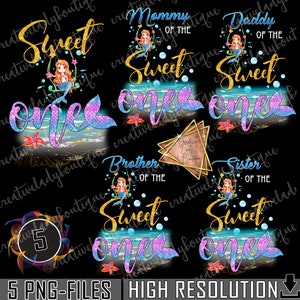 Mermaid Birthday Family Bundle PNG, Mermaid Tail PNG, Mermaid Party T ...