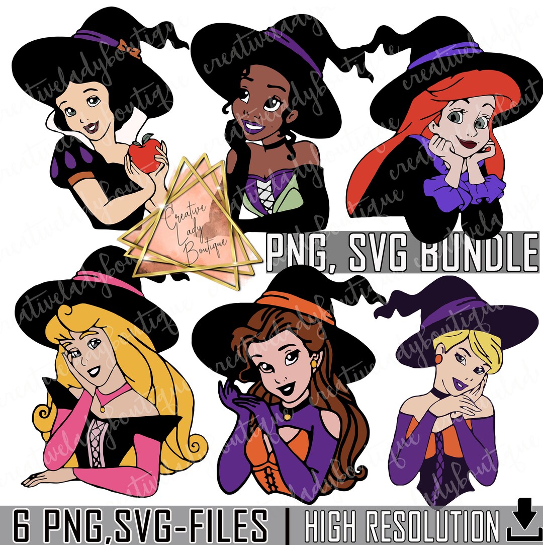 Halloween Princess PNG BUNDLE 6 Illustration Design High Resolution SVG ...