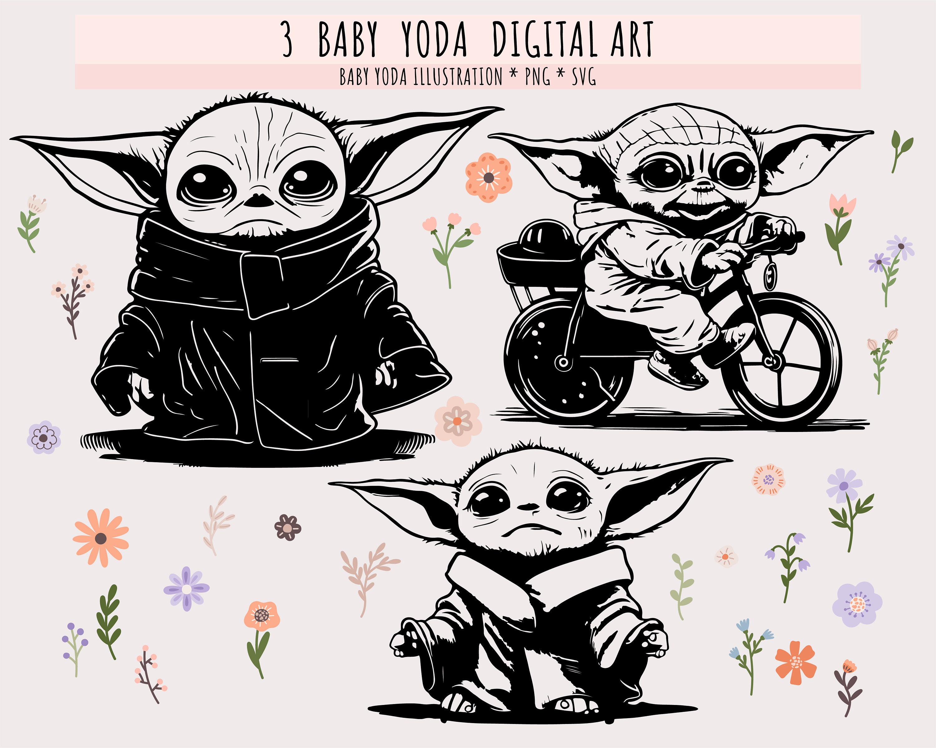Baby Yoda Svg Bundle, Baby Yoda Riding Bicycle, Cartoon Movie Svg, Png ...
