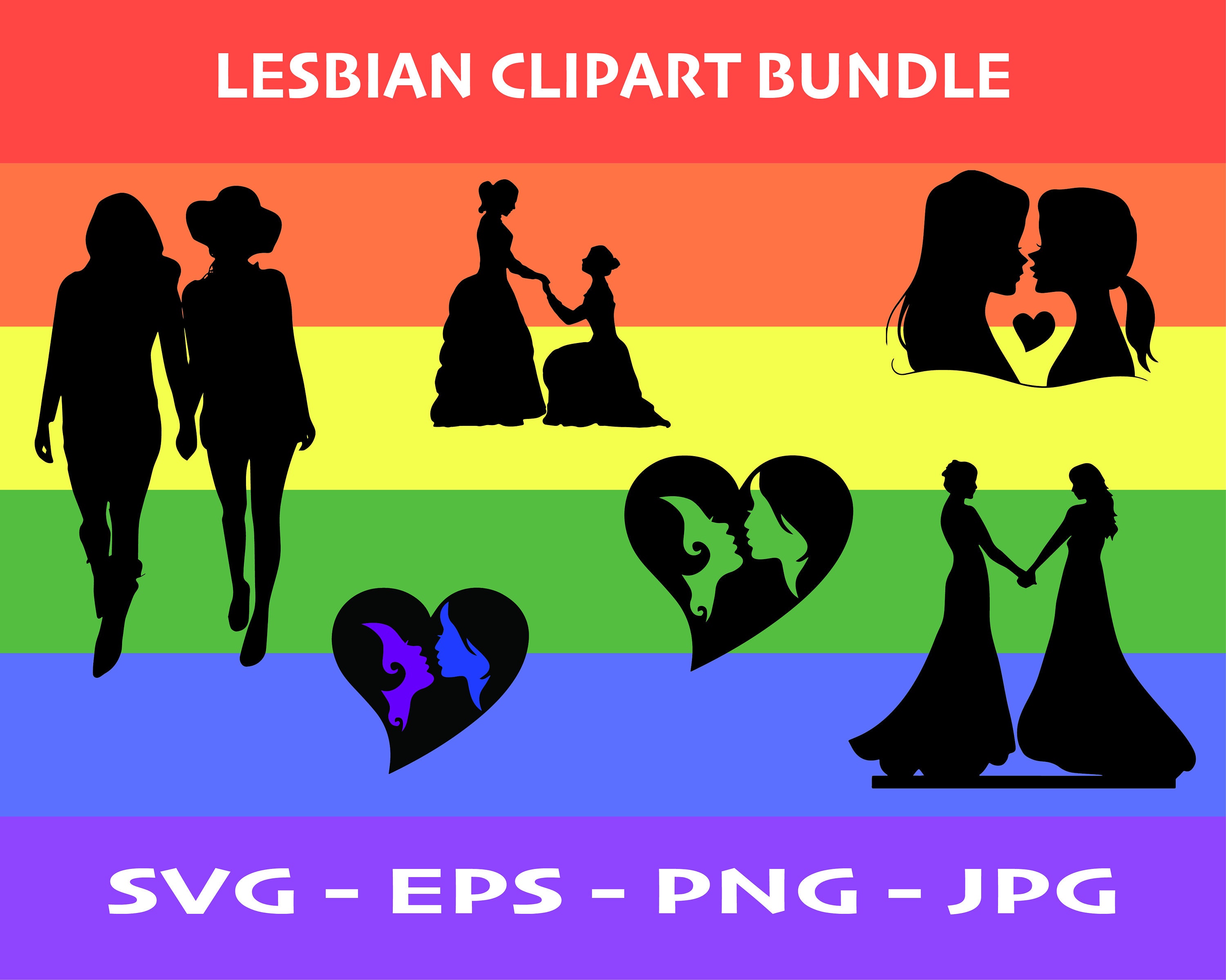Romantic Lesbian Couples Silhouettes Mrs And Mrs Svg Couple Svg Love