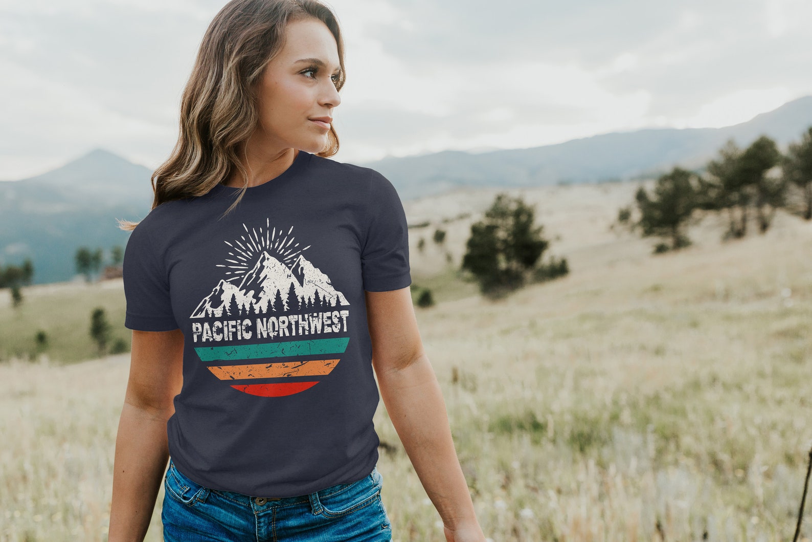 PNW Unisex Shirt With Grunge Vintage Effect, Pacific Northwest Shirt ...