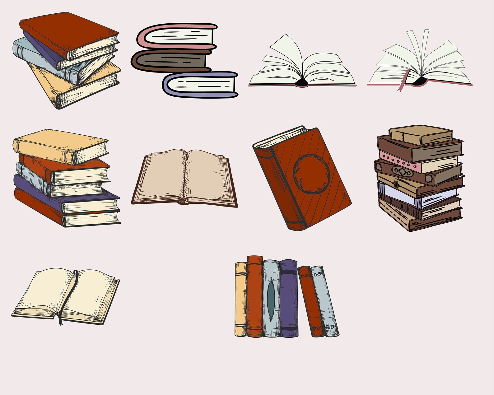 BOOKS Digital Stickers, Reading Stickers, Pre-cropped Digital Planner ...