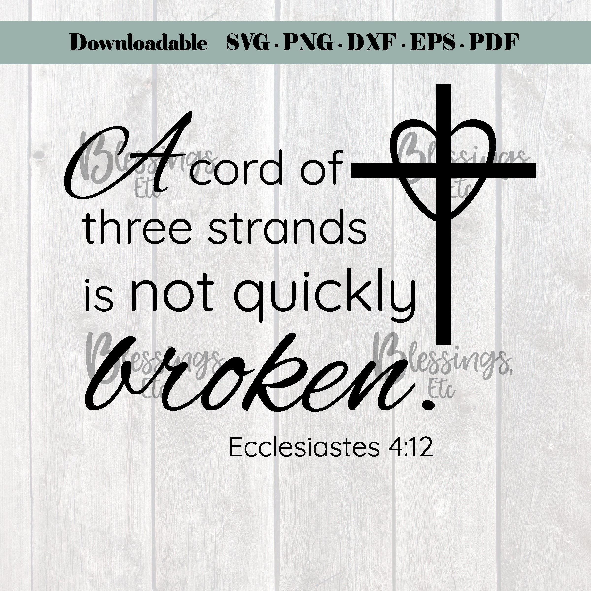 A Cord of Three Strands is Not Quickly Broken Christian SVG, Wedding ...