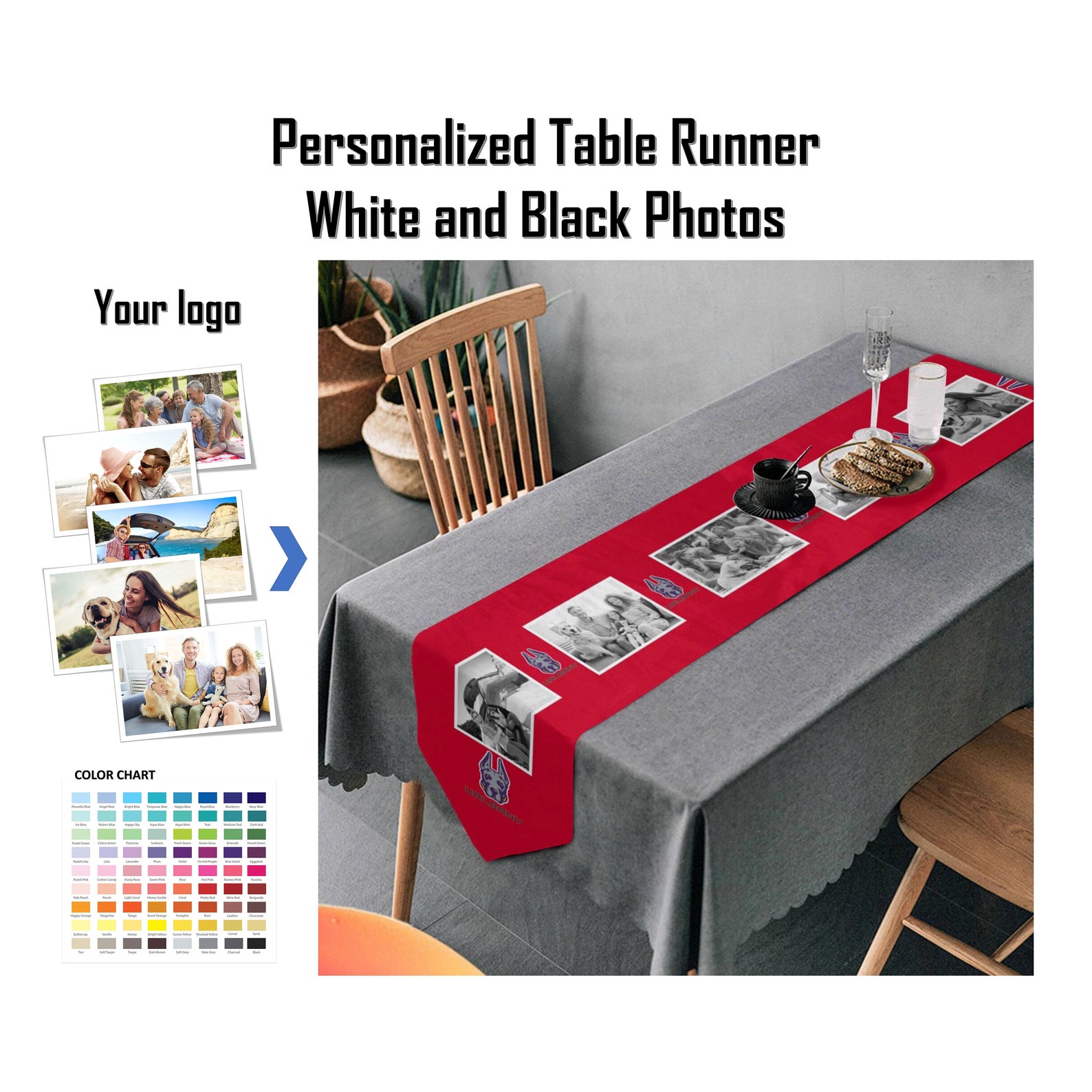 Personalized Table Runner Custom Table Runner Patterns Black - Etsy