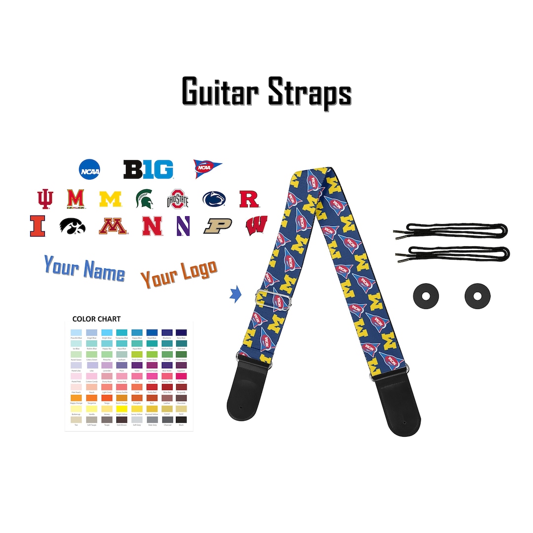 Personalized Guitar Strap, Logos Names Faces Available, Custom Guitar ...