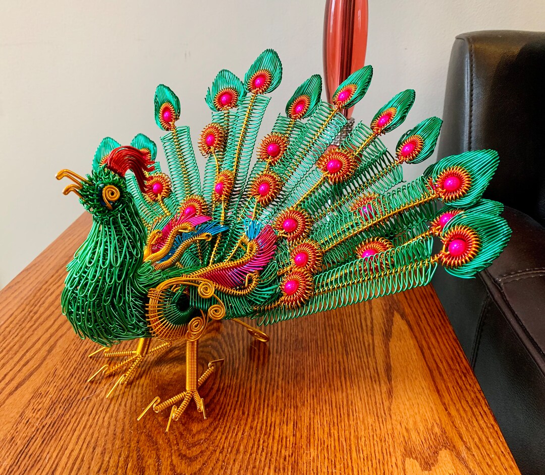 Aluminum Wire Sculpture Peacock Handmade Wire Sculpture, Modern Wire ...
