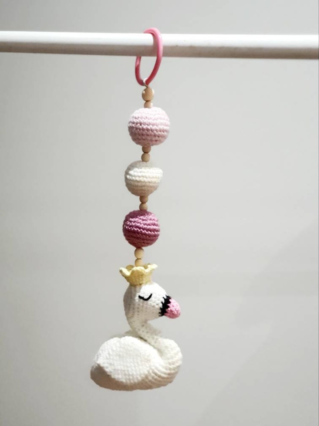 White Swan Princess Crochet Rattle Pram Toy. Hanging Baby Play Gym,play ...