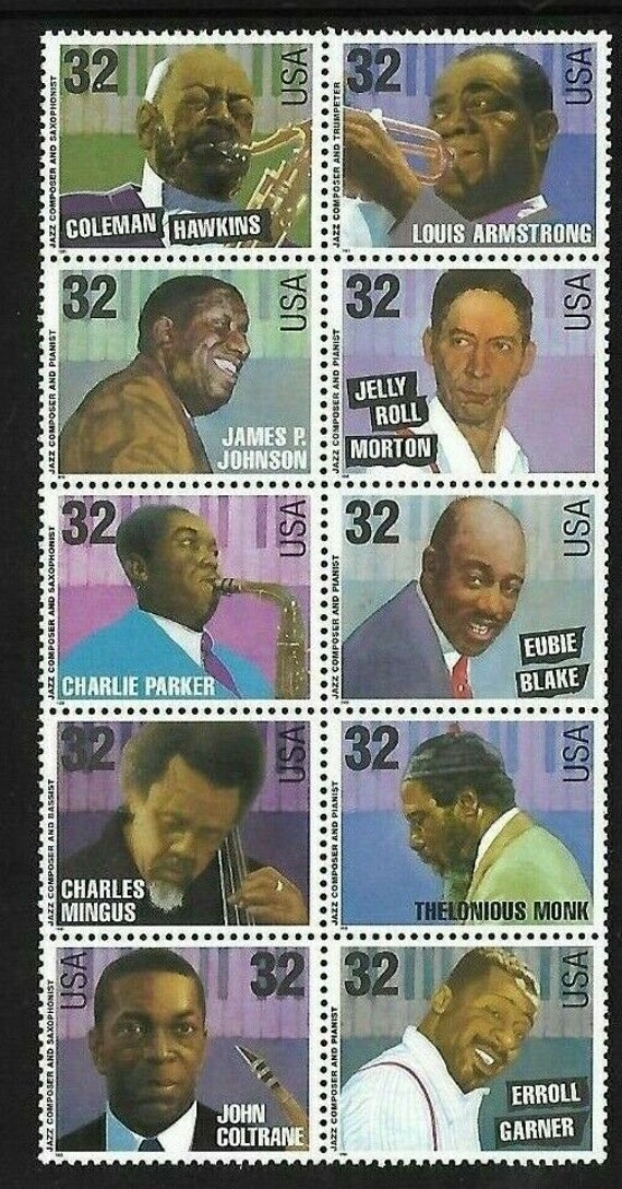 1995 Jazz Musicians Pane of 10 32c Postage Stamps MNH OG | Etsy