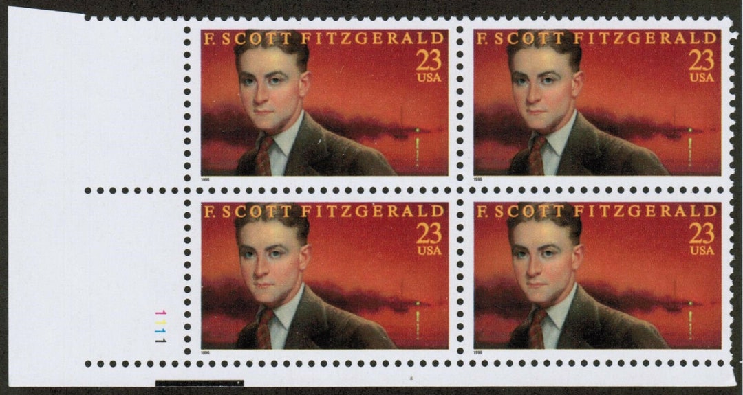 1996 F. Scott Fitzgerald Plate Block of 4 23c Postage Stamps, Sc 3104 ...