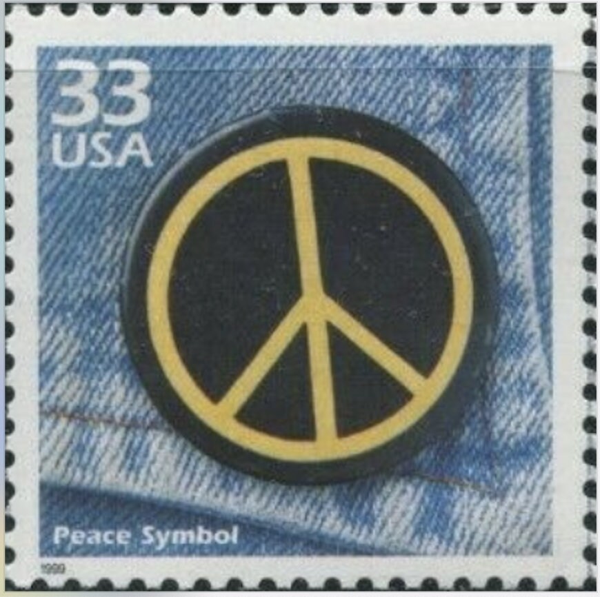 1999 Celebrate the 1960s Peace Symbol Single 33c Stamp, Sc3188m, MNH ...