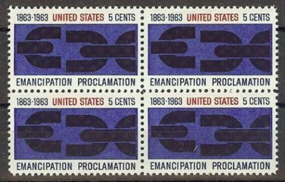1963 Emancipation Proclamation Block of 4 5c Postage Stamps | Etsy