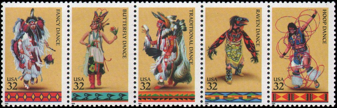 1996 Native American Indian Dances Strip of 5 32c Stamps Sc - Etsy