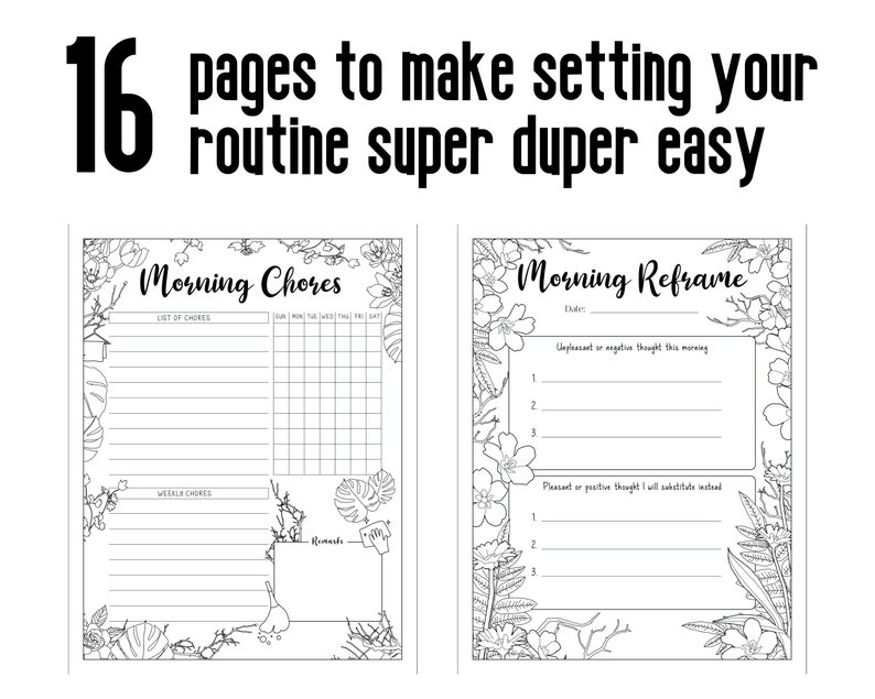 Morning Routine Planner Printable Coloring Book Daily Etsy
