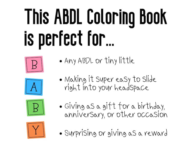 ABDL Coloring Book Pages for Adult Baby, Easy Ddlg Idea for Little ...