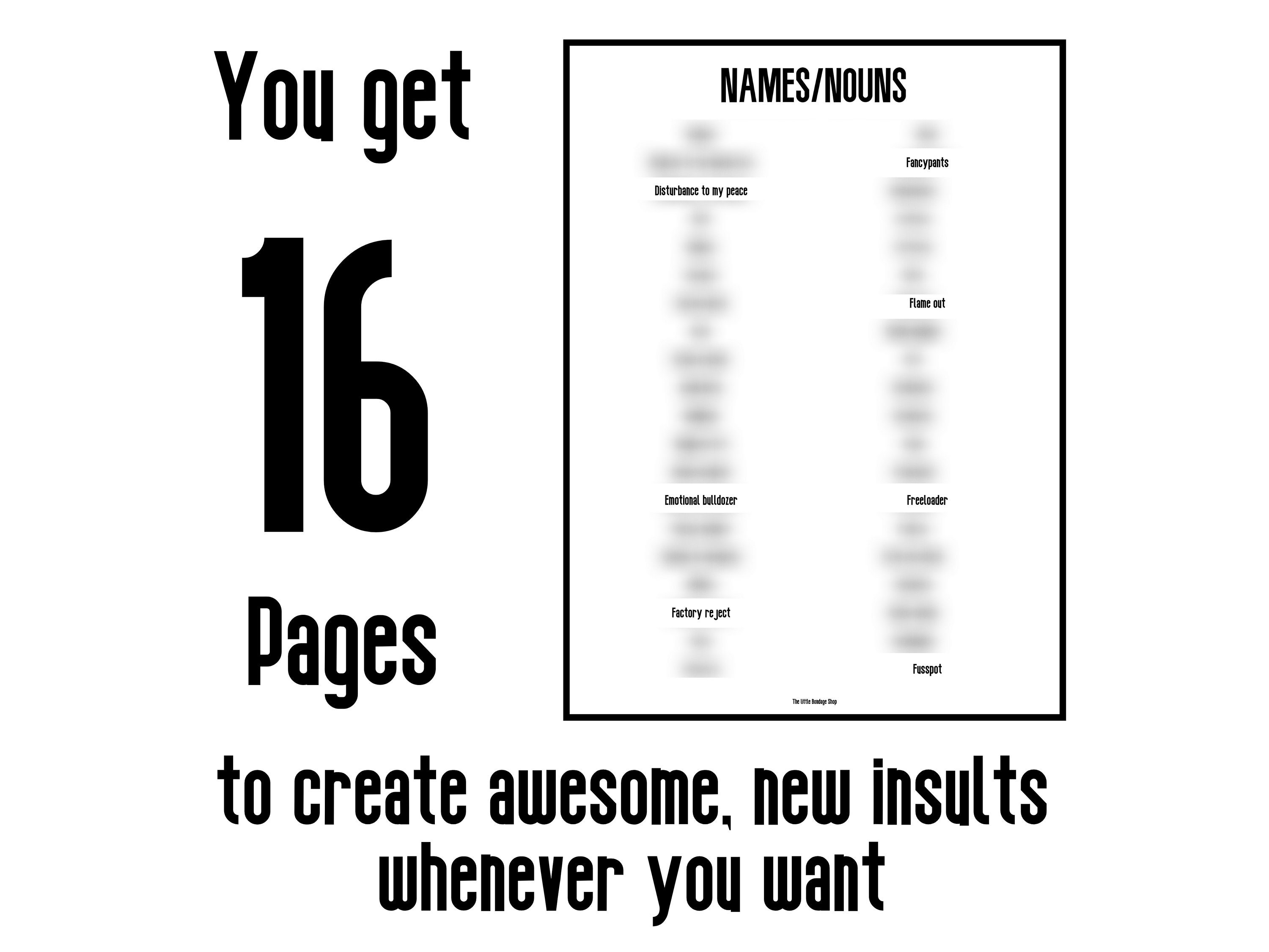 Build an Insult: List of Mean Names for Dom Sub, S&M, Degradation ...