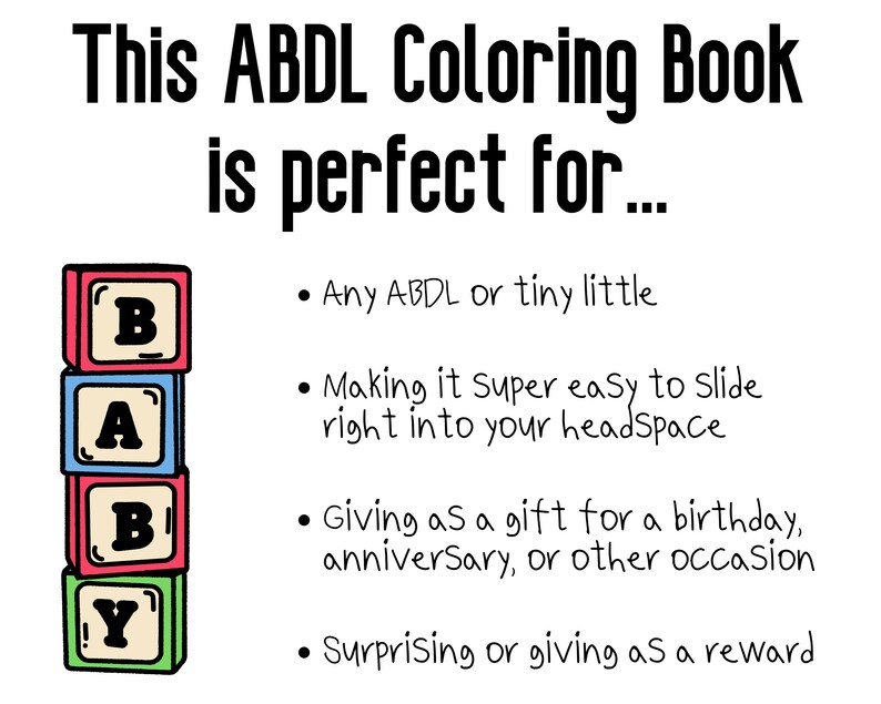 ABDL Coloring Book Pages for Adult Baby Easy Ddlg Idea for - Etsy Finland