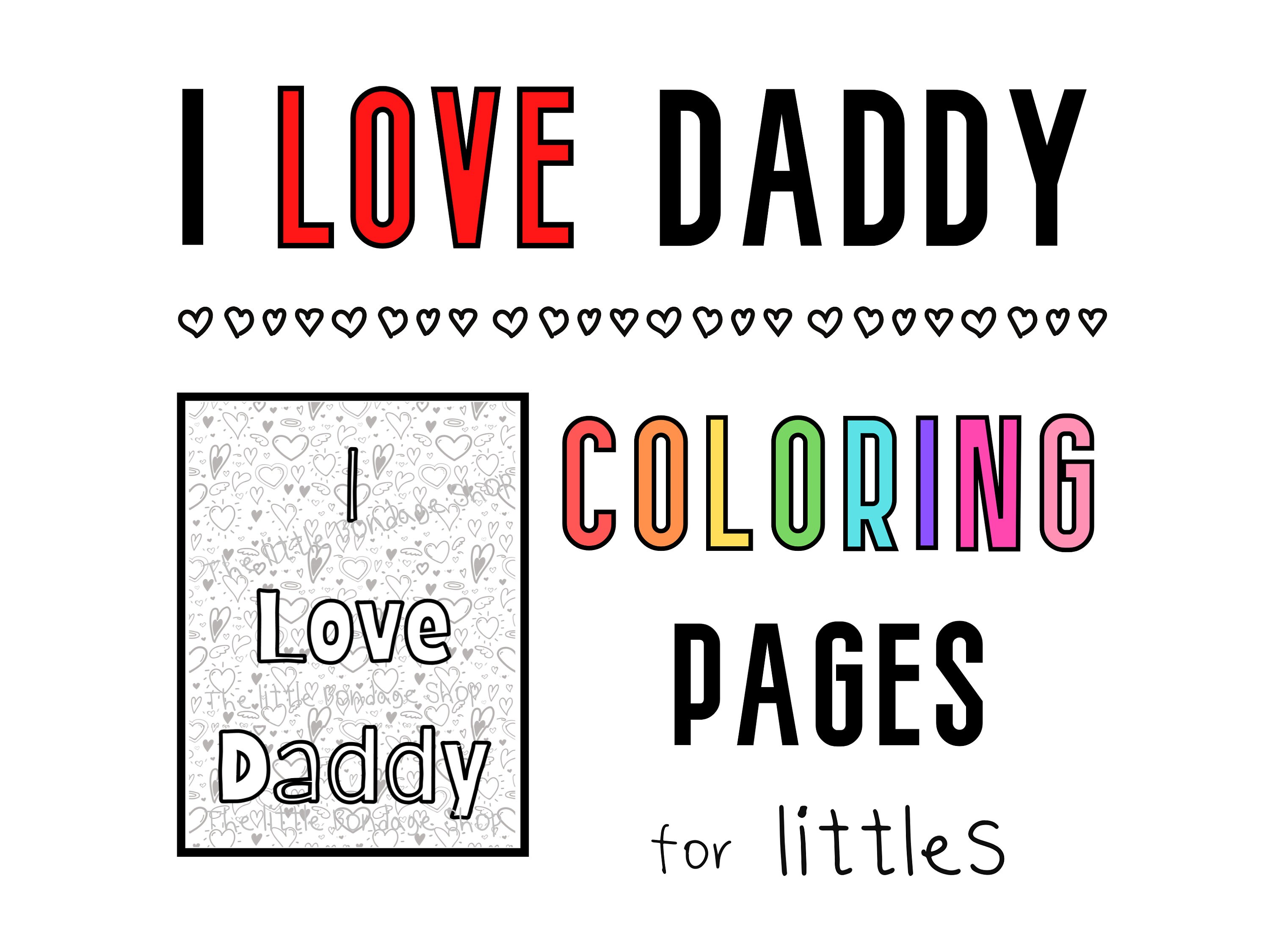 I Love Daddy Coloring Pages for Ddlg, Ddlb, Daddy Dom, Cute BDSM Gift ...