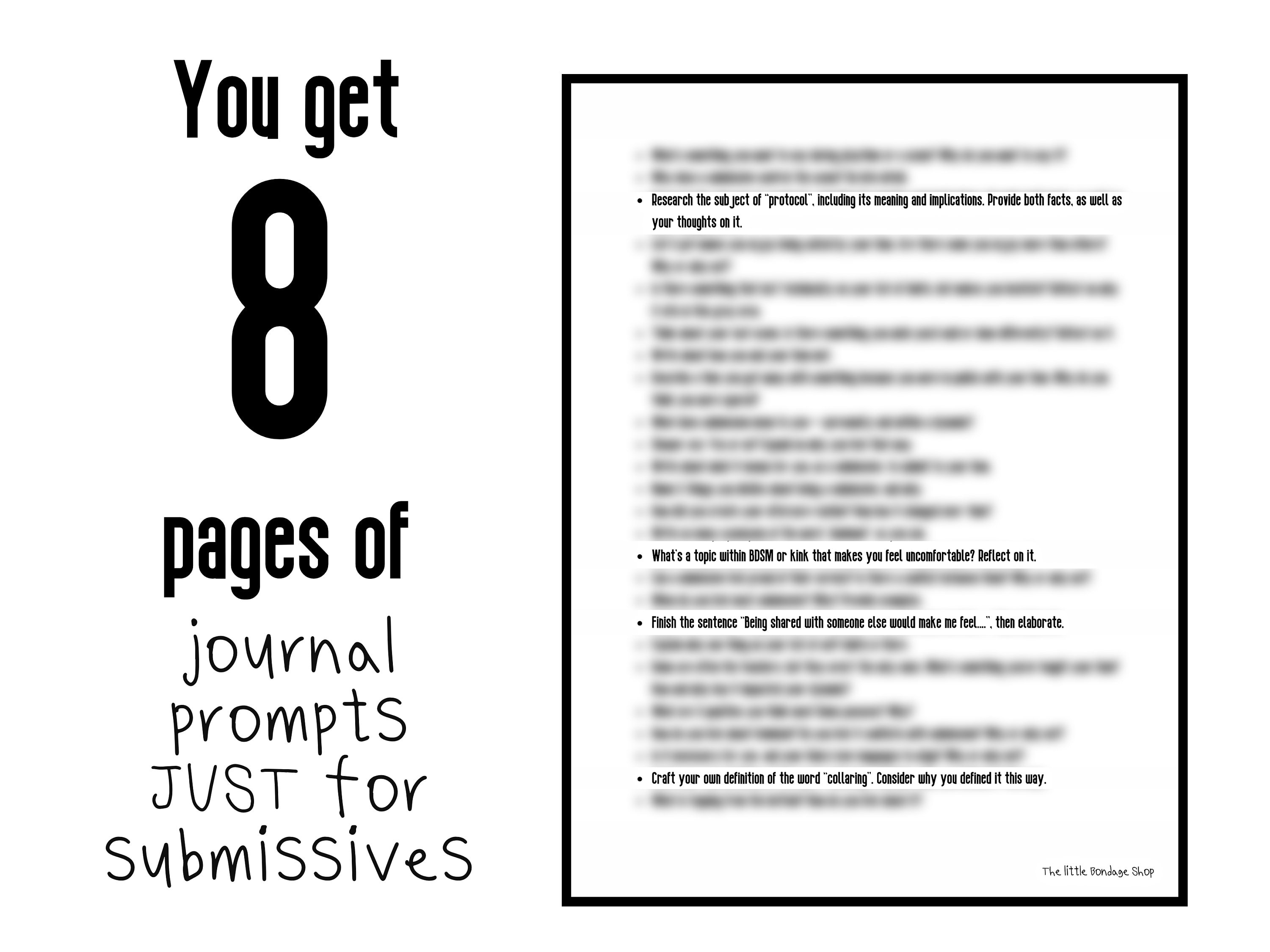 Submissive Writing Prompts for BDSM Journal, Structure for Dom Sub Kink - Etsy