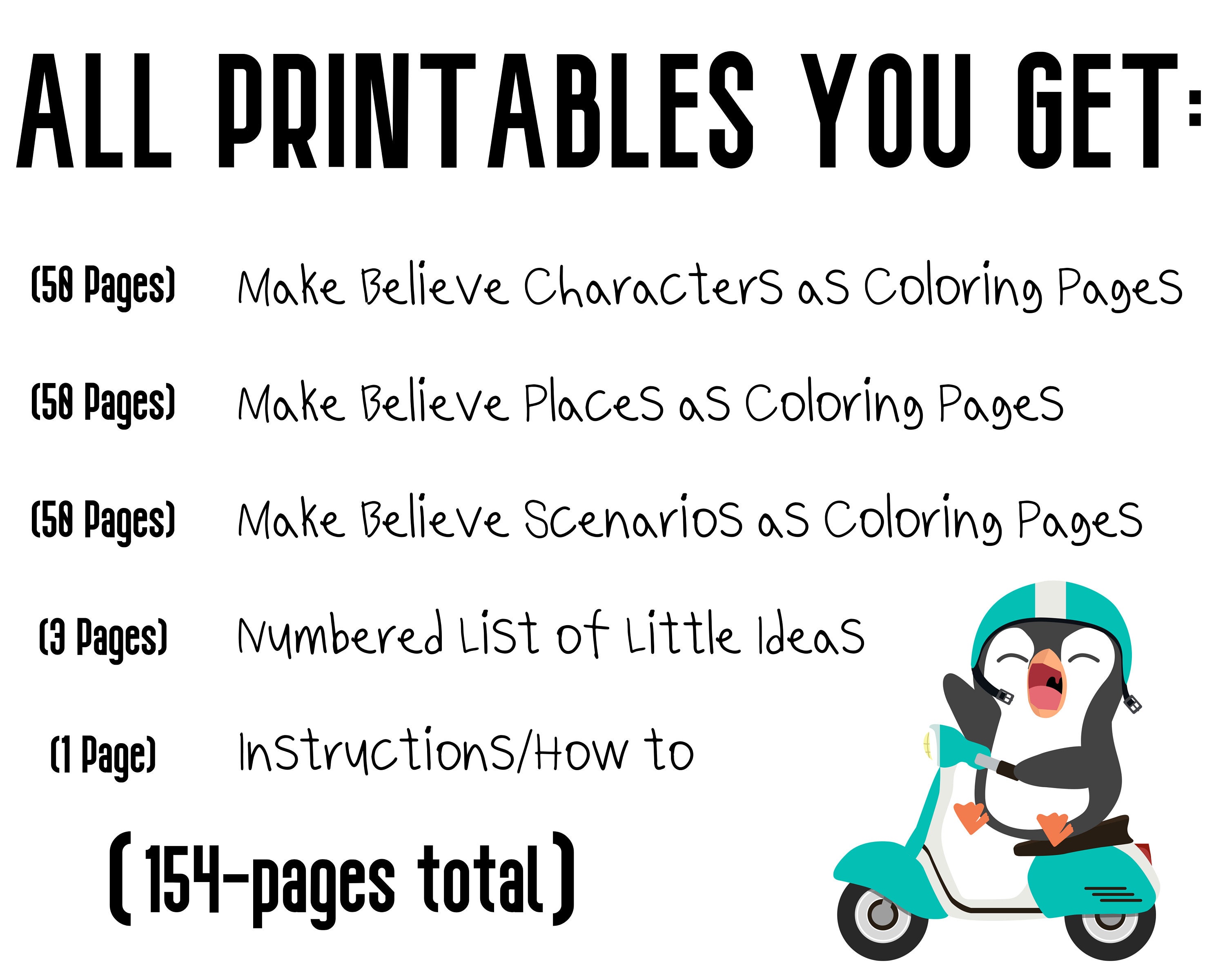 Pretend Play Ideas List as Coloring Pages Littlespace Make - Etsy