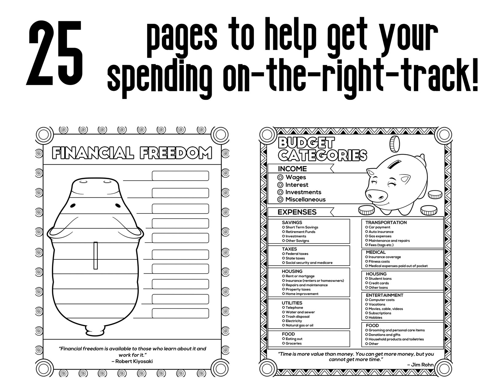 Budget Planner Book, Budgeting Printable Coloring Template for ...