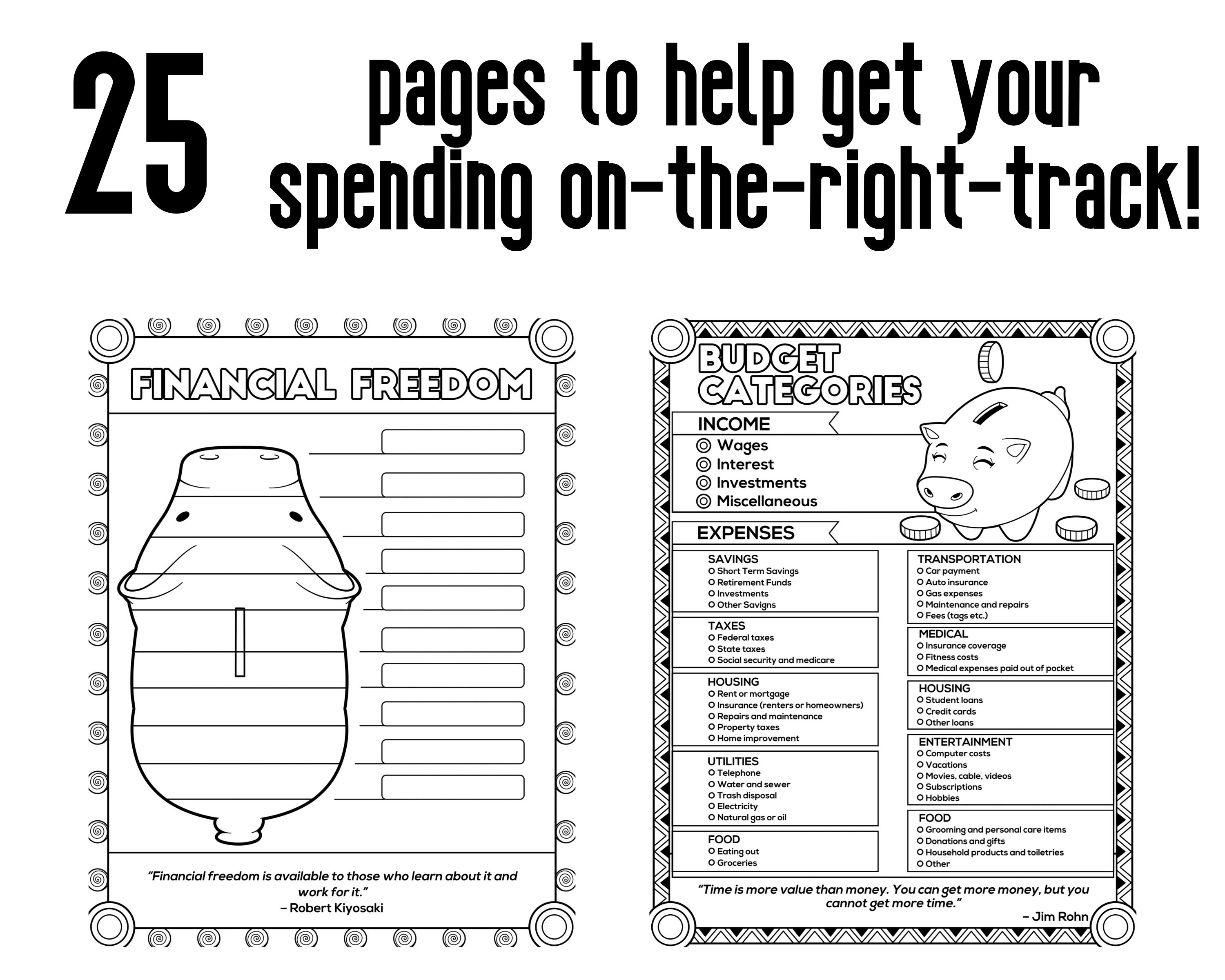 Budget Planner Book, Budgeting Printable Coloring Template for ...