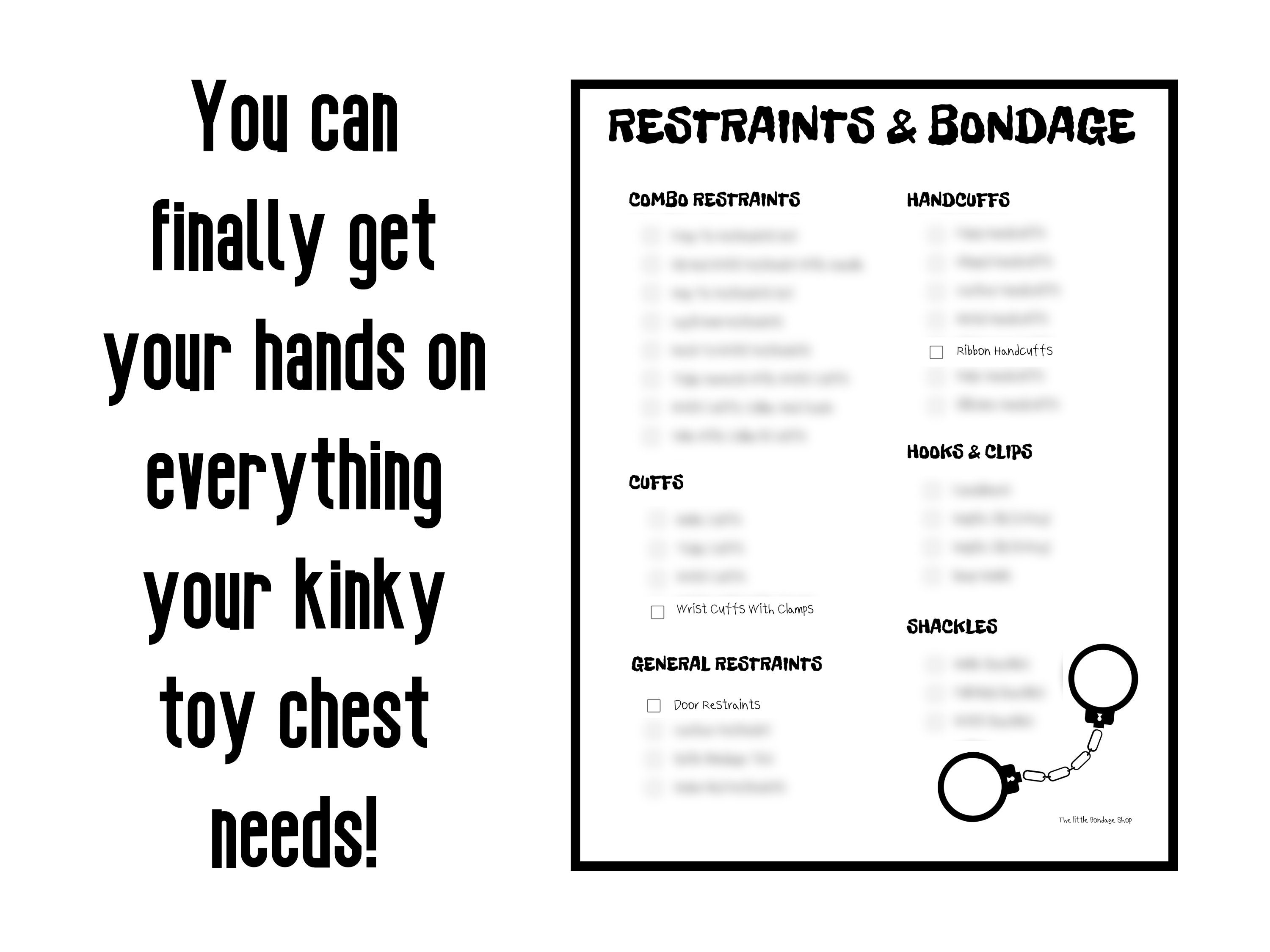 BDSM Checklist for Dom Sub Sex Toys, Kink Fetish Gear Ideas List, Sexy Erotic Gift - Etsy