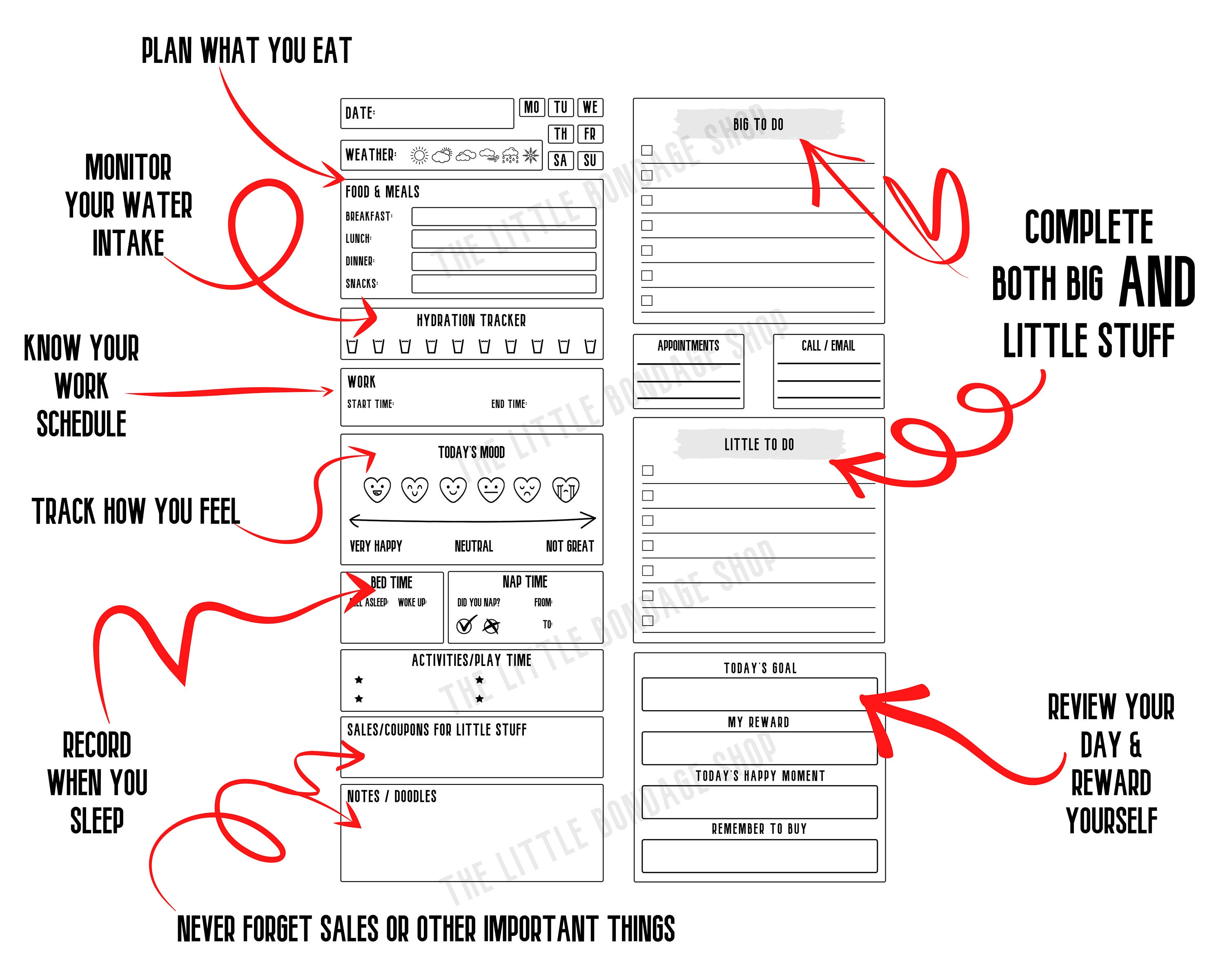 Daily Littlespace Planner for BDSM Littles, Printable to Do List for ...