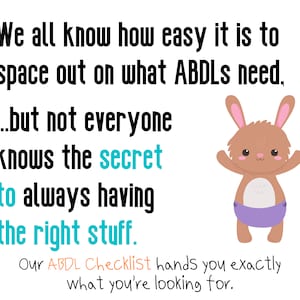 ABDL Checklist for Adult Baby Little Space, Caregiver Babygirl or Boy ...