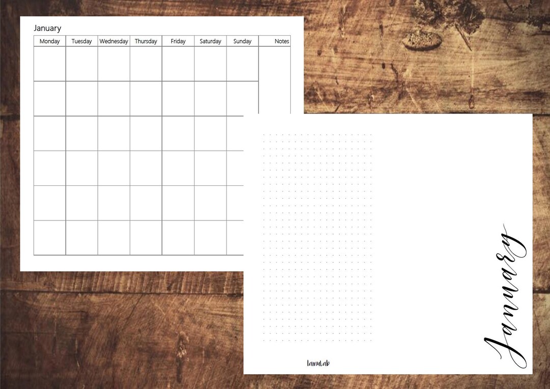 Traveler's Notebook Printable Personal Monthly Refill - Etsy