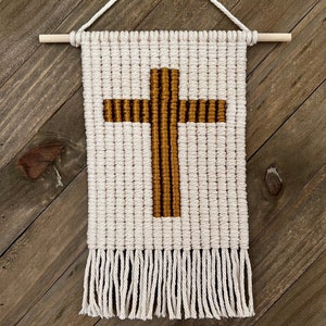 I Believe, Christian Macrame, Jesus, God, Cross Macrame, Gold Cross ...
