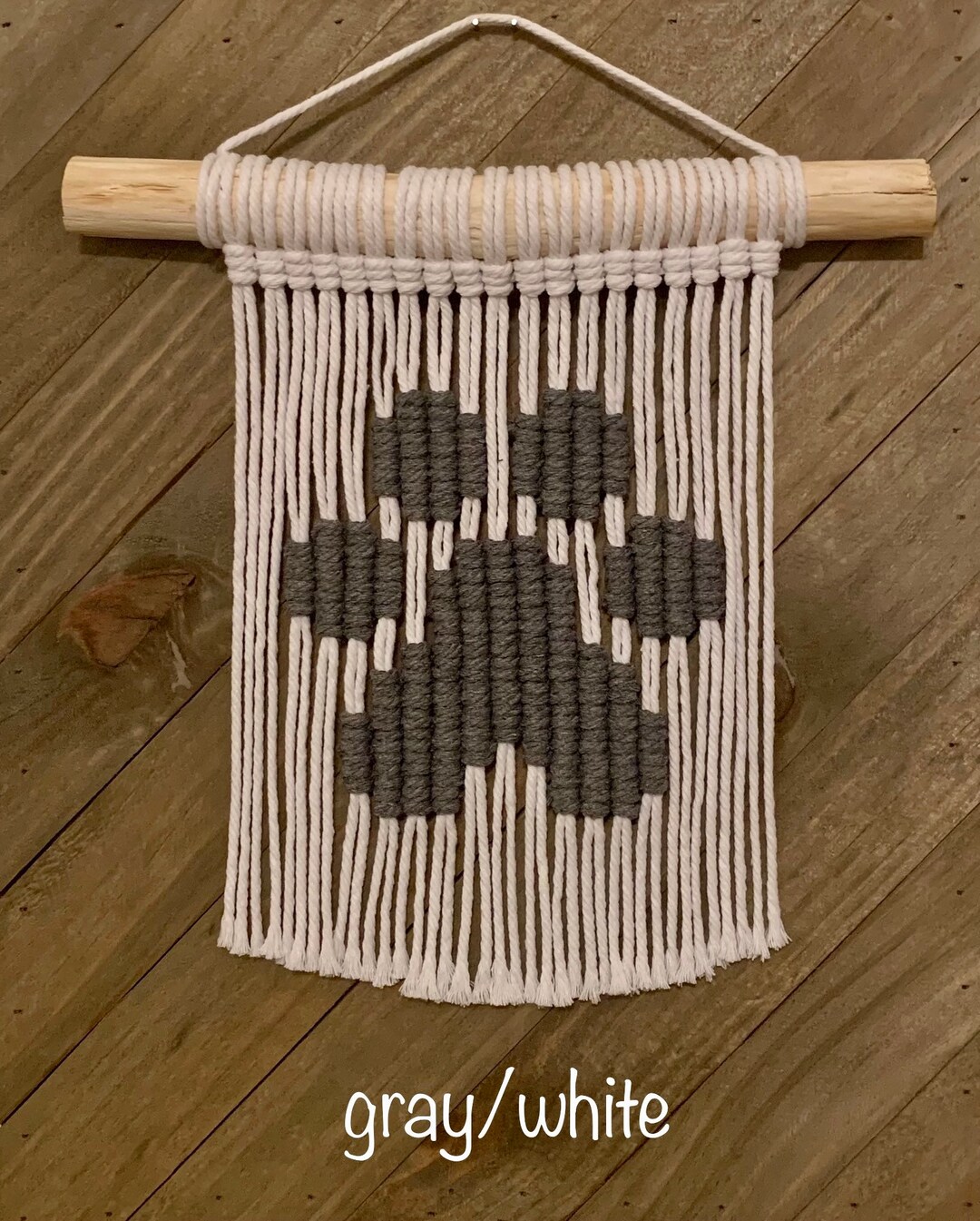 Paw Print Macrame With Driftwood Scoop Finish - Etsy