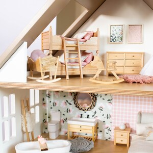 Heirloom Quality Dollhouse Natural Wood White USA Made Macy Mae 1:12 ...