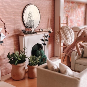 Round Beaded Mirror Natural Wood Macy Mae 1:12 Scale Miniature ...