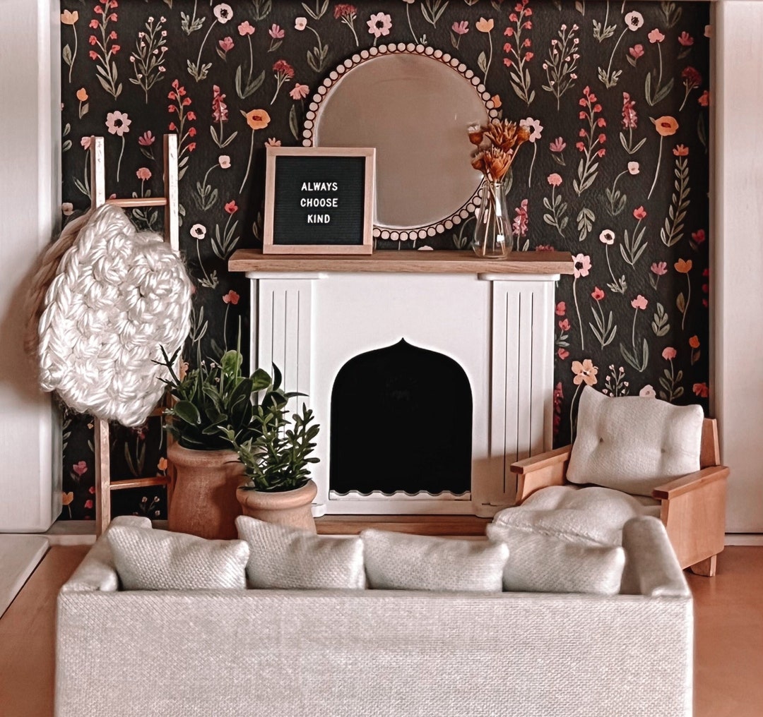 Round Beaded Mirror Natural Wood Macy Mae 1:12 Scale Miniature ...