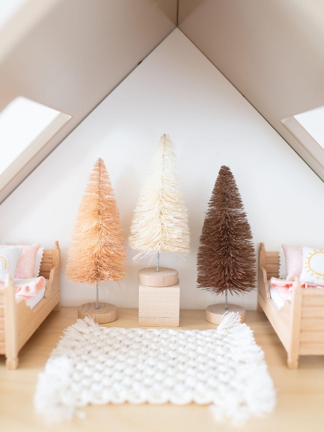 Muted Bottle Brush Trees Pink Ivory Brown Christmas Holiday Macy Mae 1: ...