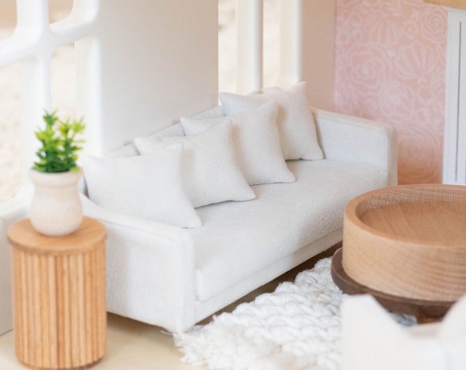 Adelaide Scoop Arm Sofa Pearl White Macy Mae 1:12 Scale Miniature ...