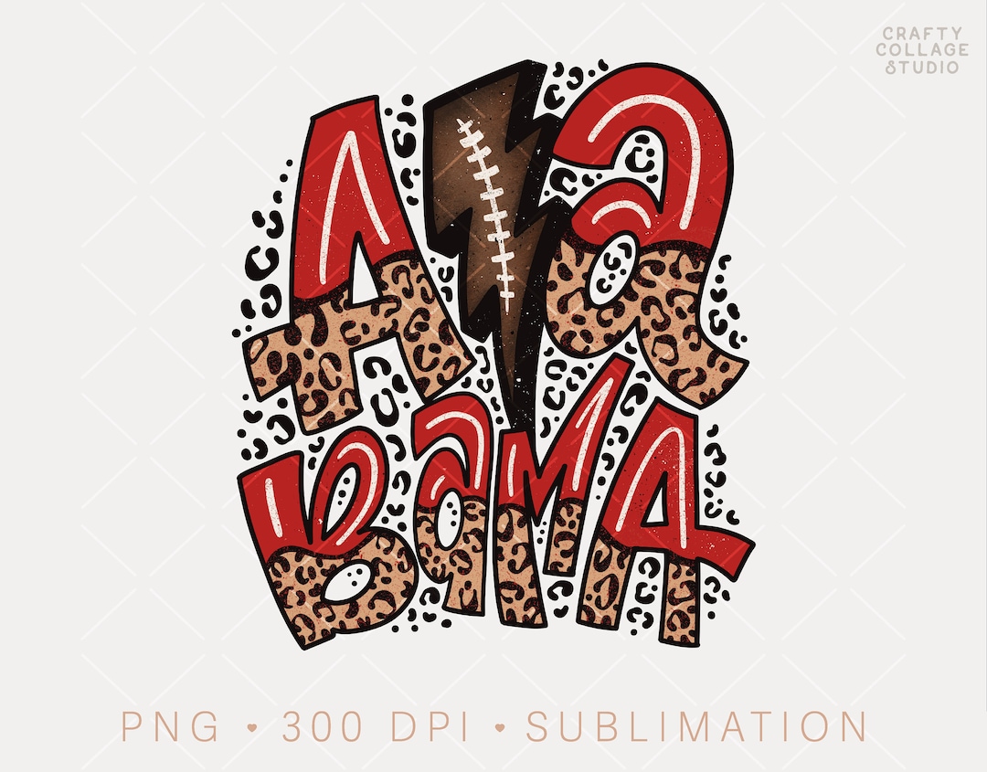 Alabama Football PNG for Sublimation, Leopard Print Alabama Sublimation ...