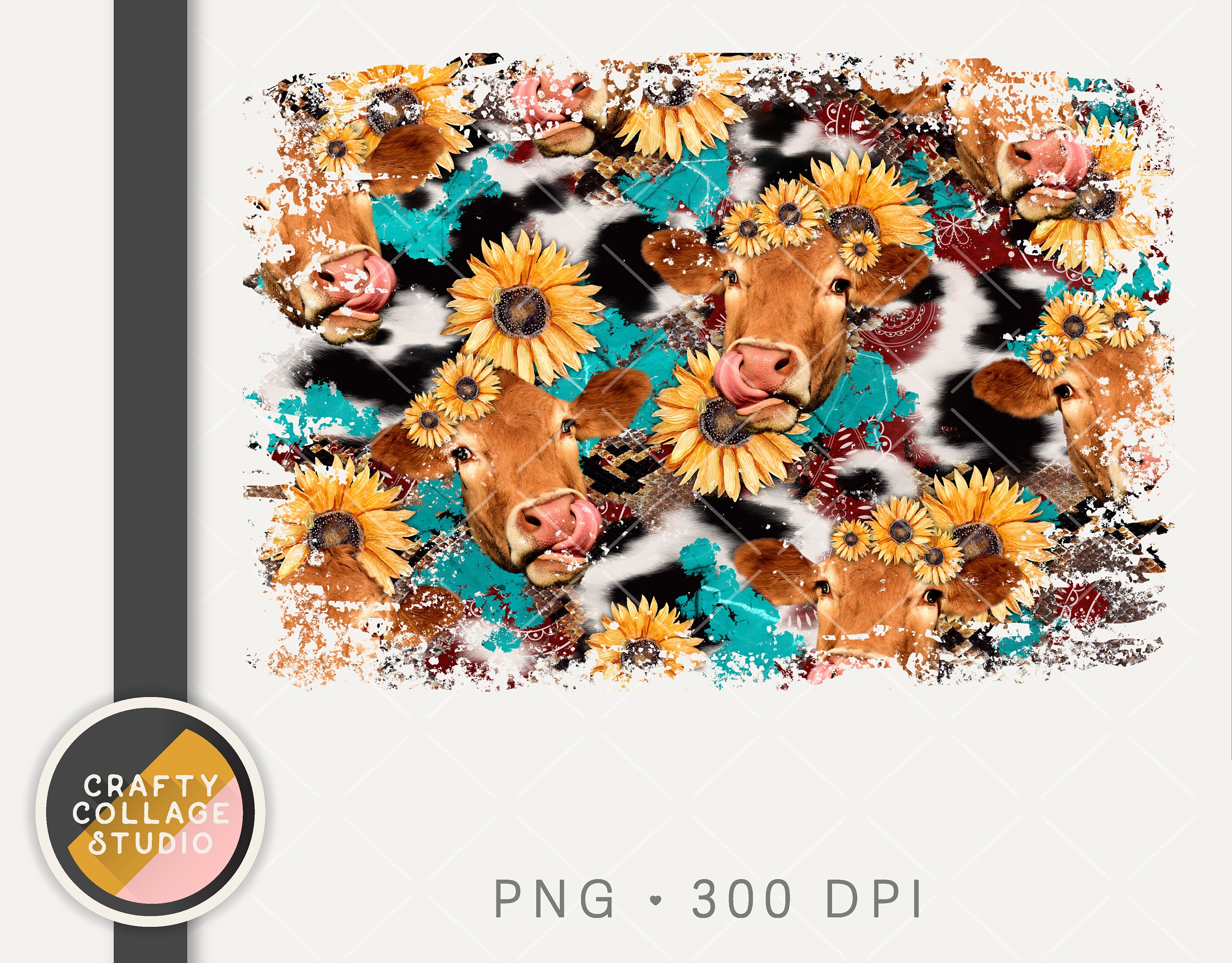 Tumblers & Water Glasses Western Cow Print Sunflower Collage Tumbler ...