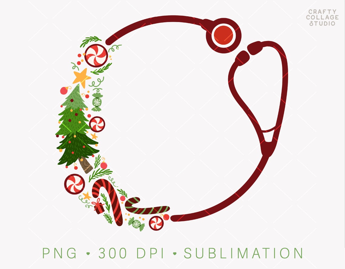 Christmas Stethoscope PNG Nurse Sublimation Design Download - Etsy
