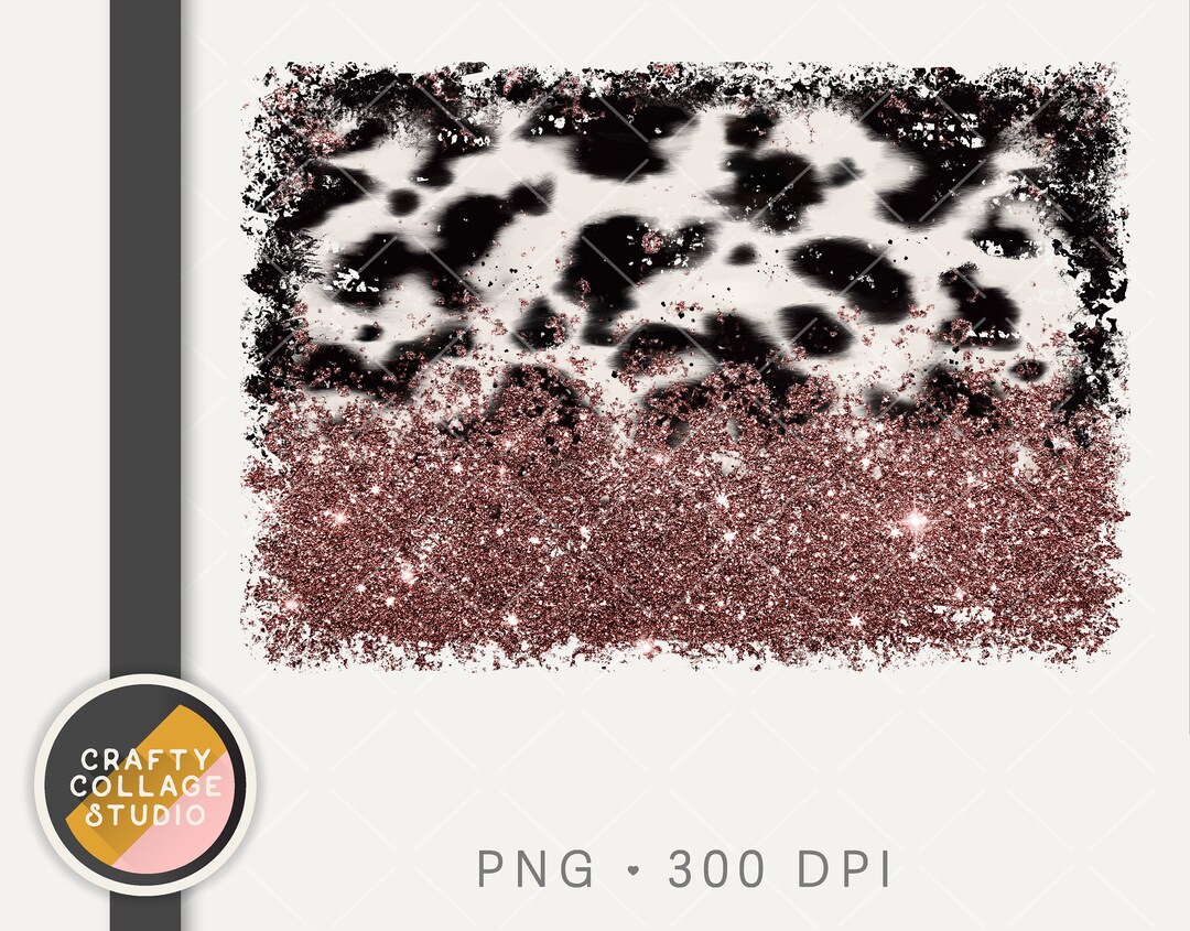 Pink Cowhide Glitter PNG for Sublimation, Cow Print Sublimation Design ...
