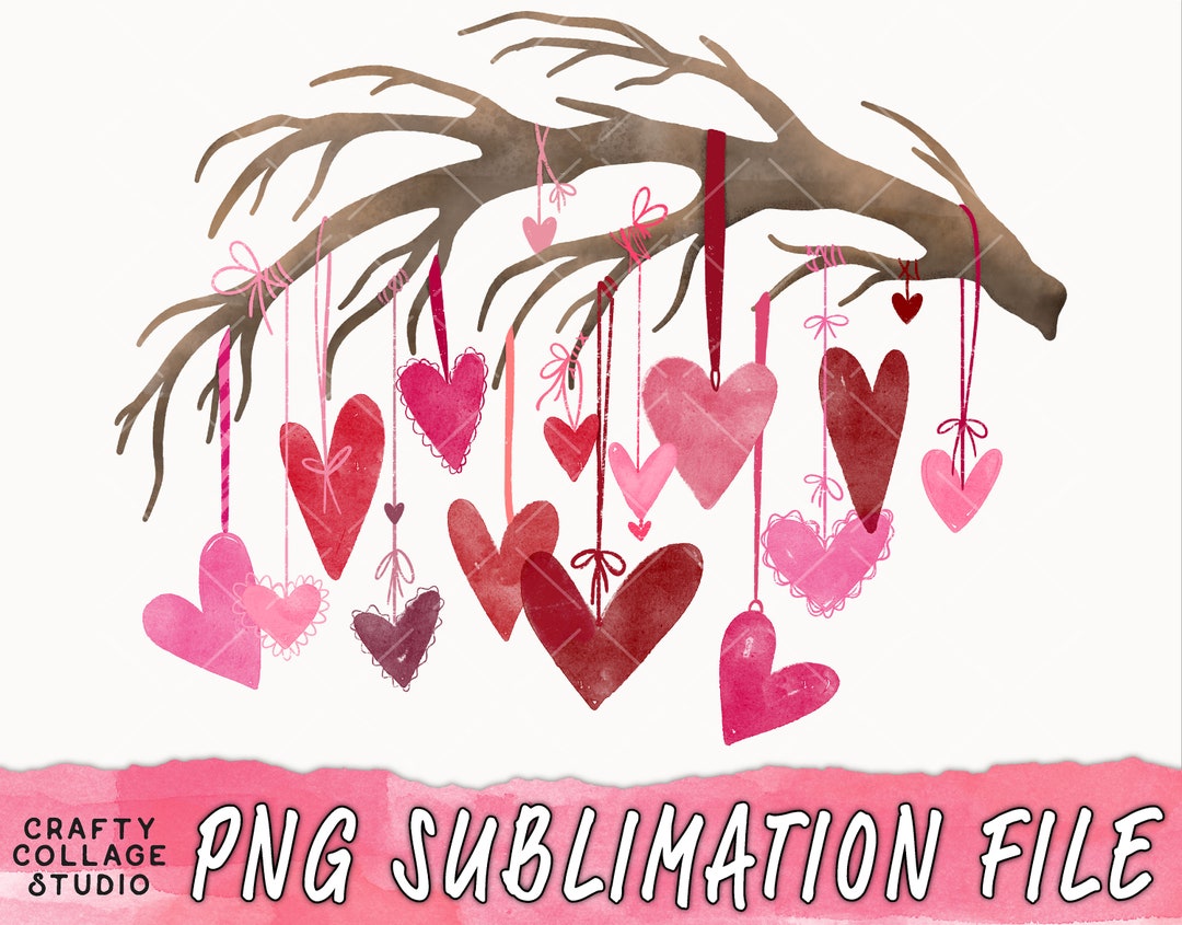 Watercolor Hearts PNG for Sublimation, Valentines Day Watercolor ...