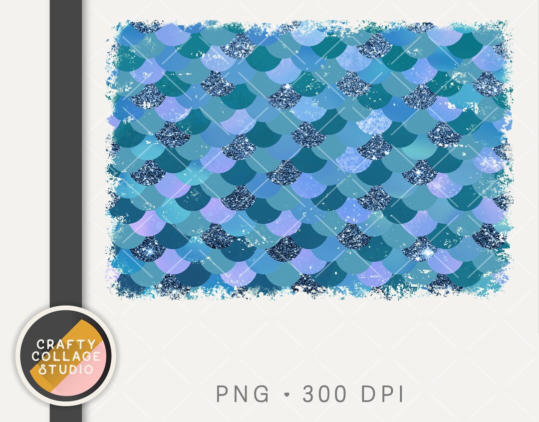 Mermaid PNG Background Sublimation Design, Blue Glitter Sparkle Mermaid ...
