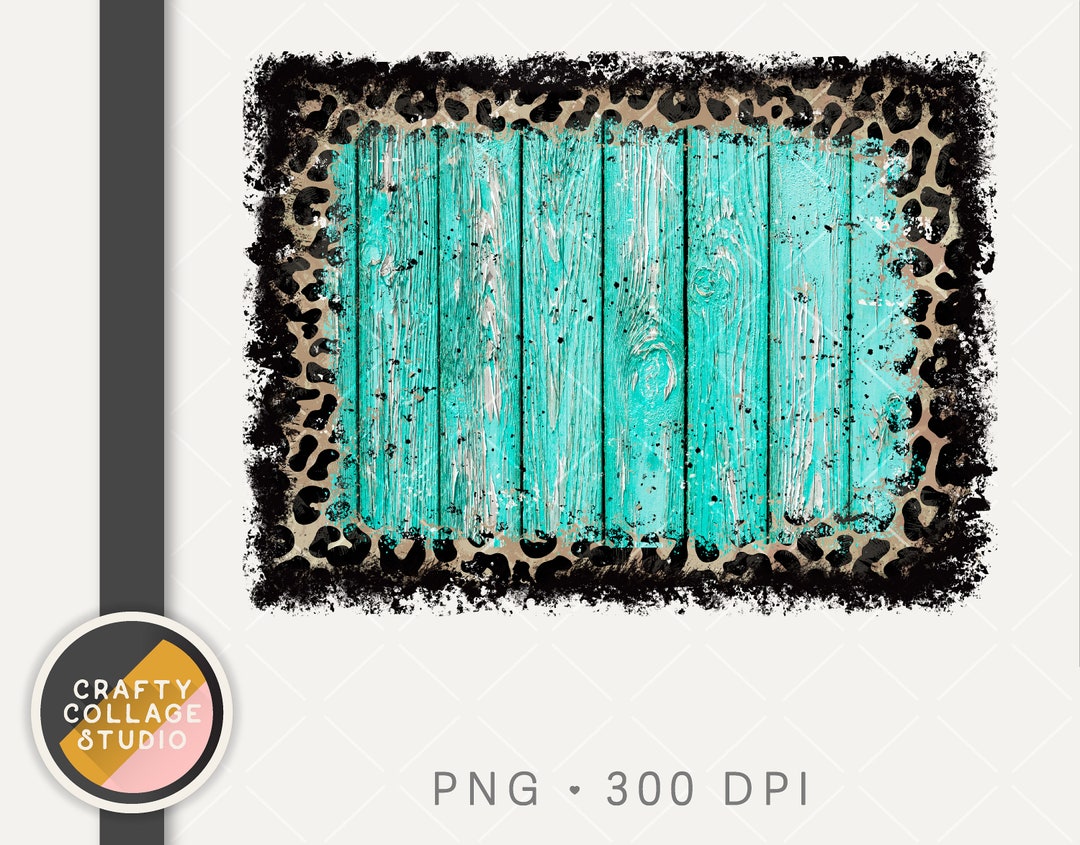 Leopard Turquoise Frame PNG for Sublimation, Backsplash, Leopard Print ...
