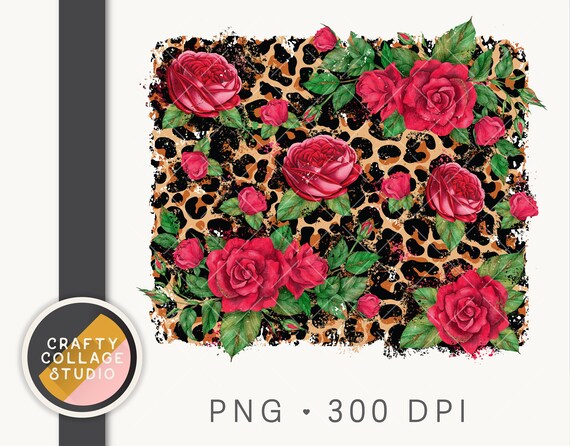 Leopard Rose Sublimation PNG Print File Rock N Roll | Etsy
