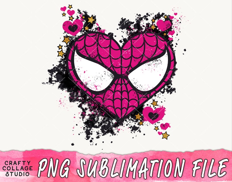 Spider Heart PNG Superhero Girls Valentine Sublimation Design - Etsy