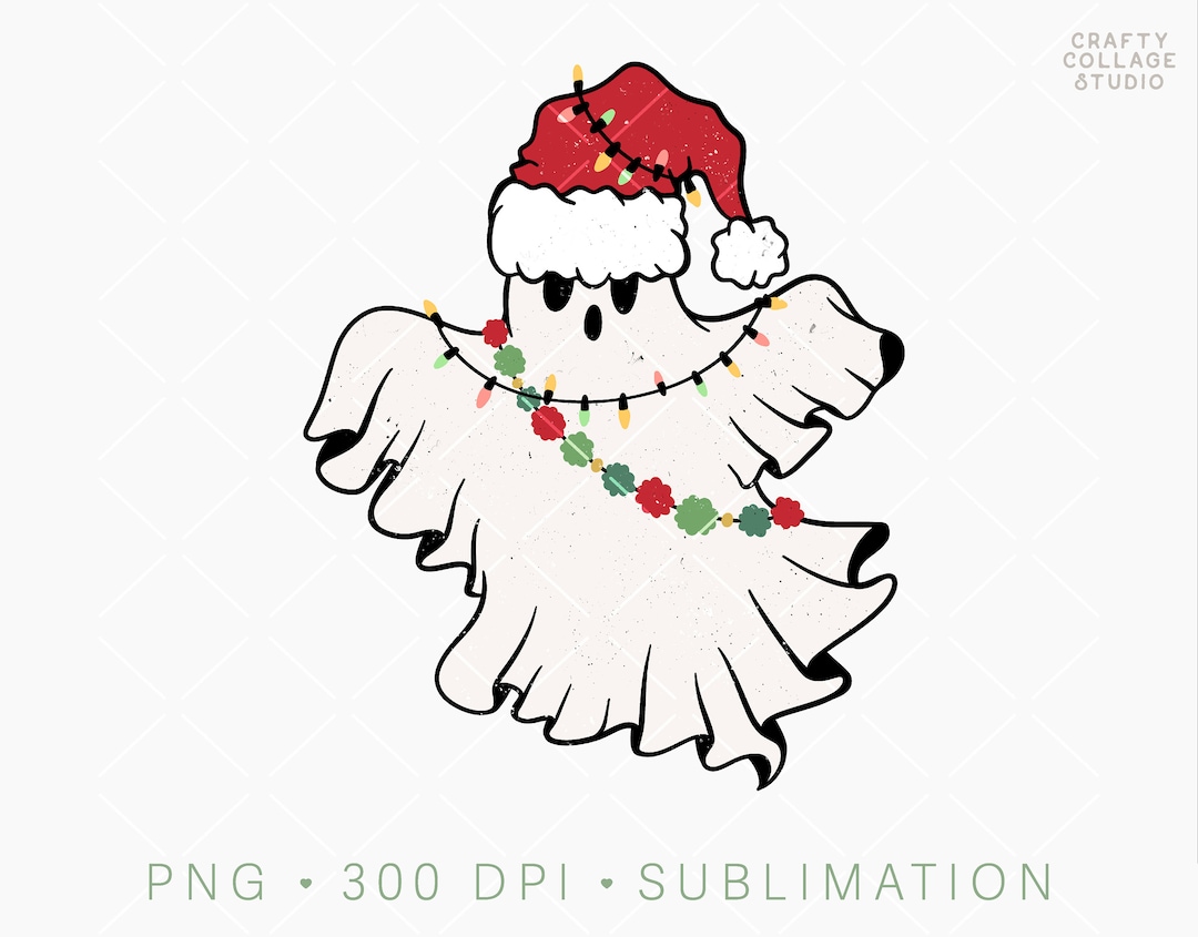 Retro Christmas PNG, Holiday Ghost Sublimation Designs, Spooky ...